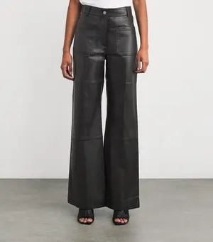 Victoria Beckham Alina Leather Wide-leg Trousers