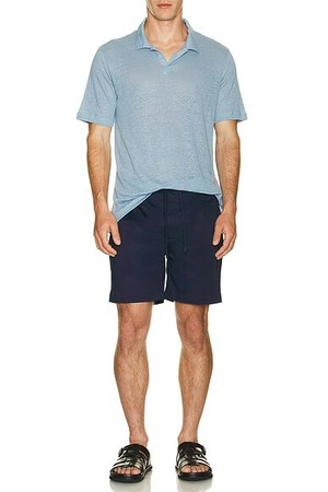 Onia Shaun Linen Polo - Dusty Blue