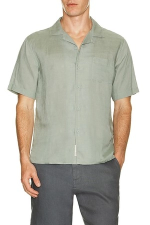 Onia Air Linen Convertible Vacation Shirt - Sage