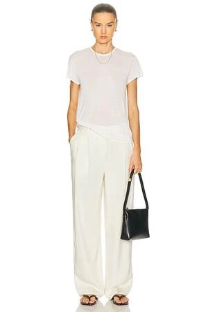 TOTEME Silk Tee With Ribbed Trim