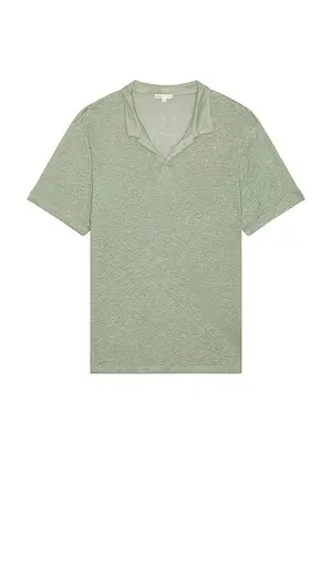 Onia Shaun Linen Polo In . Also - Green