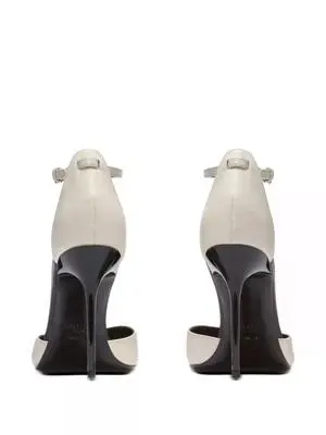 Balmain Sync Leather Pumps With Chain Detailing - Neutrals