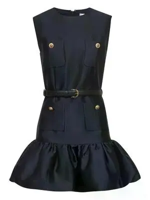 SELF-PORTRAIT Sleeveless Taffeta Dress With Front Patch Pockets