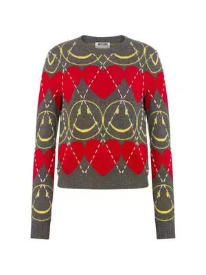 Moschino Smiley Face Patterned Sweater - Grey