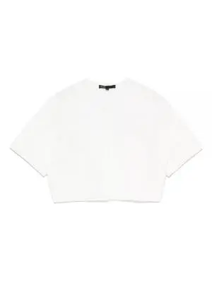Maje Cropped Pointelle Knit Cardigan - White