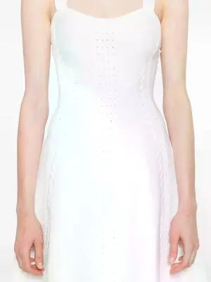 Maje Pointelle Knit Midi Dress With Hand-embroidered Details