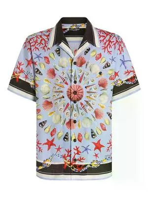 Dolce & Gabbana Shell-print Hawaii Shirt - Blue