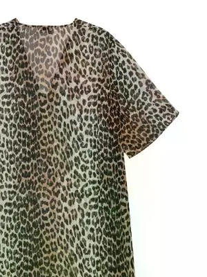 GANNI Leopard-print Ruffled Dress - Neutrals