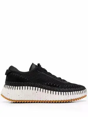 Chloé Nama Lace-up Round-toe Sneakers - Black