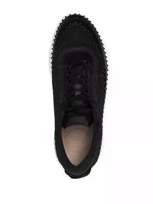 Chloé Nama Lace-up Round-toe Sneakers - Black