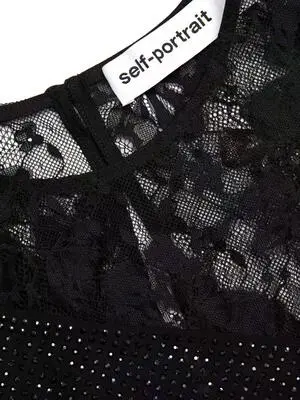SELF-PORTRAIT Embellished Lace Long Sleeve Top