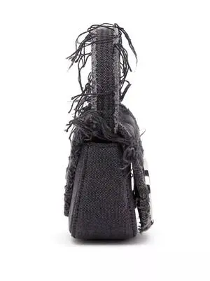 DIESEL® 1dr Xs Distressed Denim Crossbody Bag With Rhinestone Logo