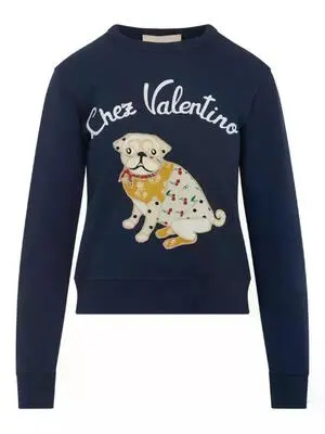 Valentino Garavani Crew Neck Long Sleeve Sweater - Blue