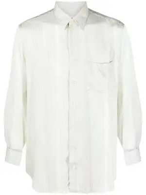 LARDINI Stripe-pattern Classic-collar Shirt - White