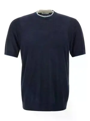 PAOLO PECORA Silk-blend T-shirt - Blue