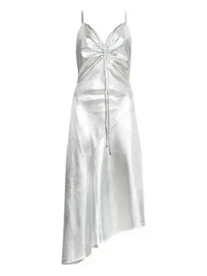 ALLSAINTS Alexia Metallic Ruched Slip Dress - Silver