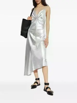 ALLSAINTS Alexia Metallic Ruched Slip Dress