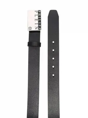 Philipp Plein Logo Buckle Leather Belt