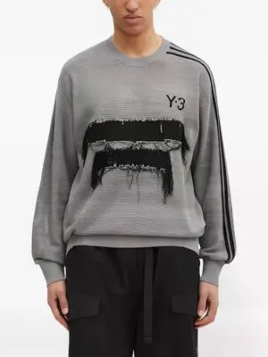Y3 Crew Neck Sweater With Decorative Stitching