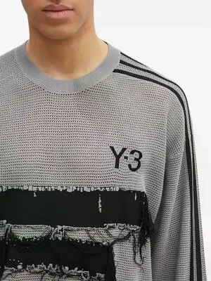 Y3 Crew Neck Sweater With Decorative Stitching