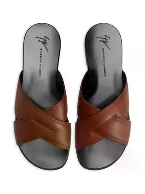 GIUSEPPE ZANOTTI Flavio Crossed-leather Sandals - Brown