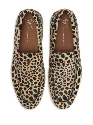 GIUSEPPE ZANOTTI Leopard-print Suede Loafers - Neutrals