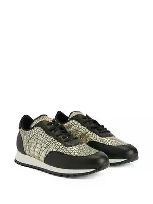 GIUSEPPE ZANOTTI Jimi Embossed Crocodile Effect Sneakers - Black