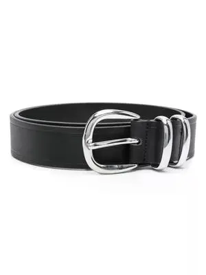 SUNFLOWER Leather Belt With Silver-tone Hardware - Black