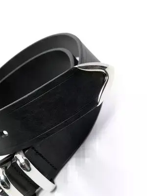 SUNFLOWER Leather Belt With Silver-tone Hardware