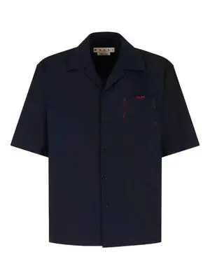 Marni Embroidered Short-sleeve Shirt - Blue