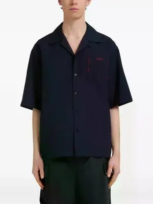 Marni Embroidered Short-sleeve Shirt - Blue