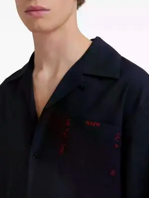 Marni Embroidered Short-sleeve Shirt - Blue