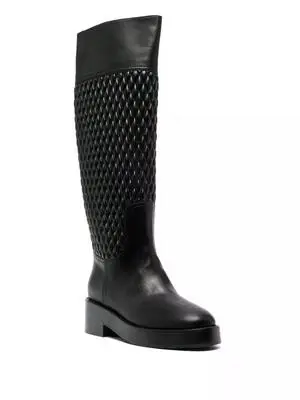 Casadei Quilted Calf Leather Riding Boots