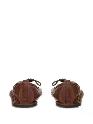 Hereu Puntera Gathered Leather Ballet Flats - Brown