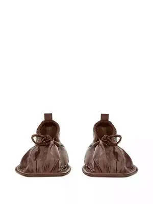 Hereu Puntera Gathered Leather Ballet Flats - Brown