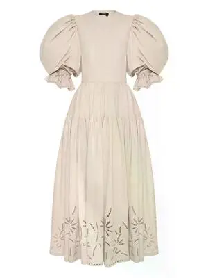 ANOUKI Puffed Sleeve Embroidered Maxi Dress - Neutrals