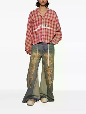 RRR123 Layered Wide-leg Jeans With Distressing
