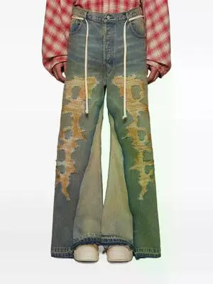 RRR123 Layered Wide-leg Jeans With Distressing