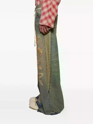 RRR123 Layered Wide-leg Jeans With Distressing