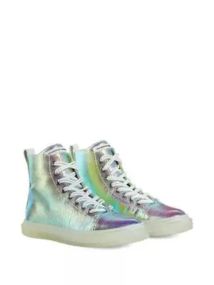 GIUSEPPE ZANOTTI High-top Lace-up Sneakers - Silver