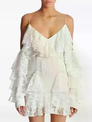 Balmain Ruffled Off-the-shoulder Mini Dress