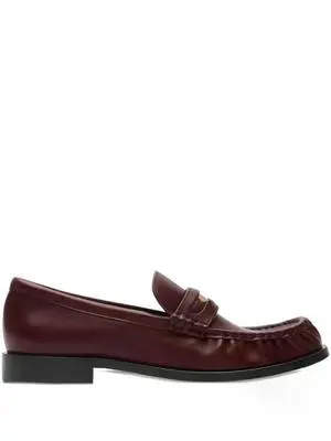 Burberry Leather Cadet Loafers With Enamelled Knight Stamp - Red