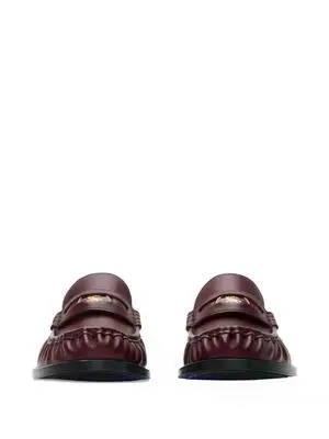 Burberry Leather Cadet Loafers With Enamelled Knight Stamp - Red
