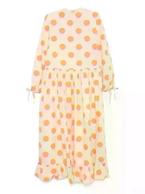 STELLA NOVA Cream Polka Dot Ruffled Dress