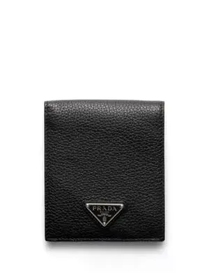 Prada Enamel Triangle-logo Wallet - Black
