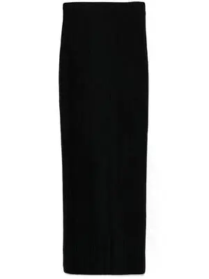 Max Mara Wool Blend Ribbed Knit Midi Skirt