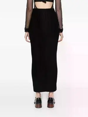 Max Mara Wool Blend Ribbed Knit Midi Skirt