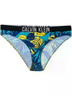 Calvin Klein Tropical-print Bikini Bottom - Blue
