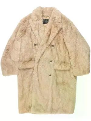 Balenciaga Faux Fur Double-breasted Coat - Neutrals