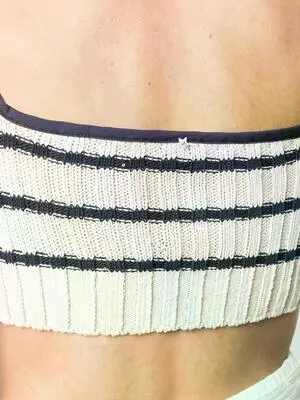Lorena Antoniazzi Ribbed Knit Cropped Top With Stripe Print And Contrasting Trim